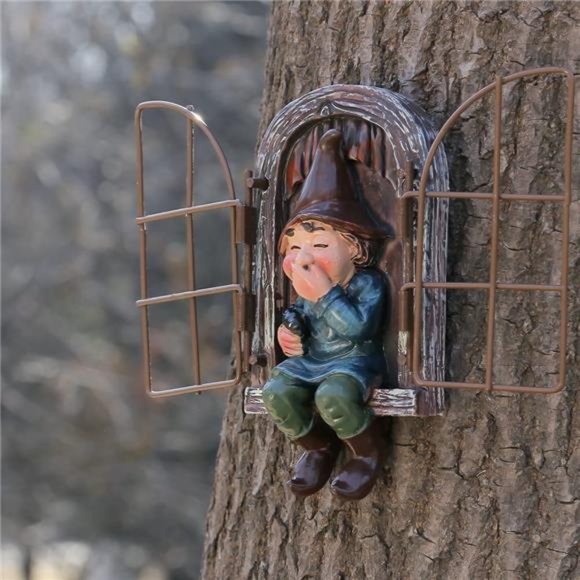 Accents | Innolites Elf Out The Door Tree Hugger Garden Gnome Statue ...
